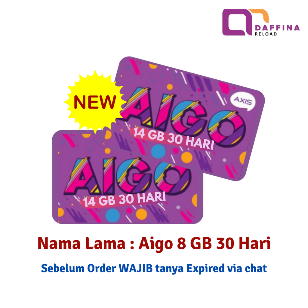 Voucher AXIS AIGO 14 GB 28 Hari | Daffina Store