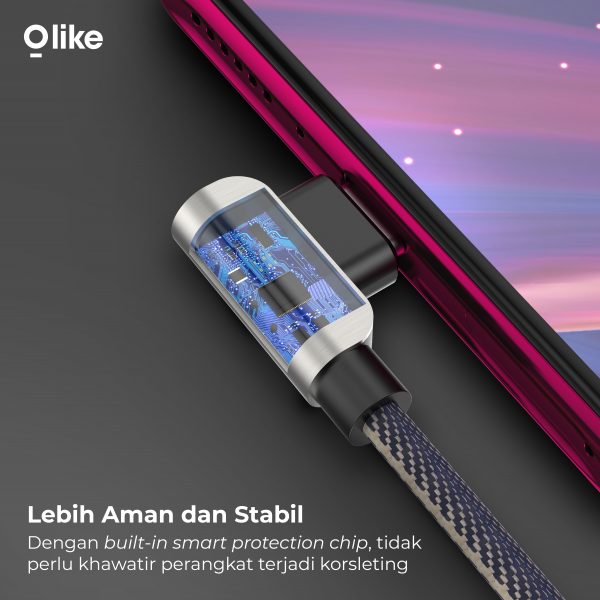 Olike OC-G1L Kabel Data Lightning 2.4A Denim Nylon Braid | Daffina Store