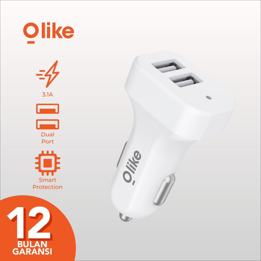 Olike R11 Car Charger Dual Port USB 3.1A Smart Protection Isi 10 Pcs ...