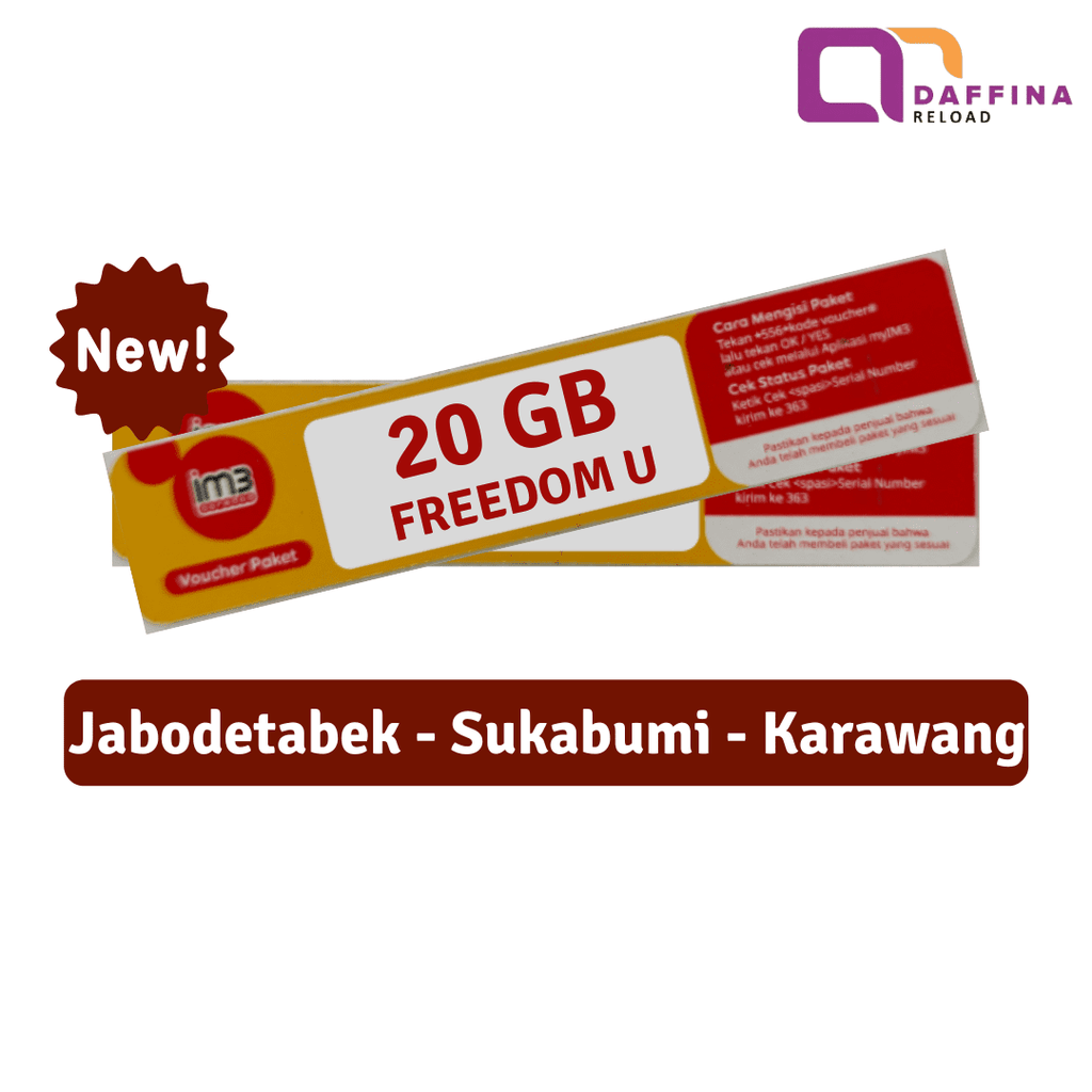Voucher Indosat Freedom U 20 GB (3GB + 17GB Apps) - Jabodetabek ...
