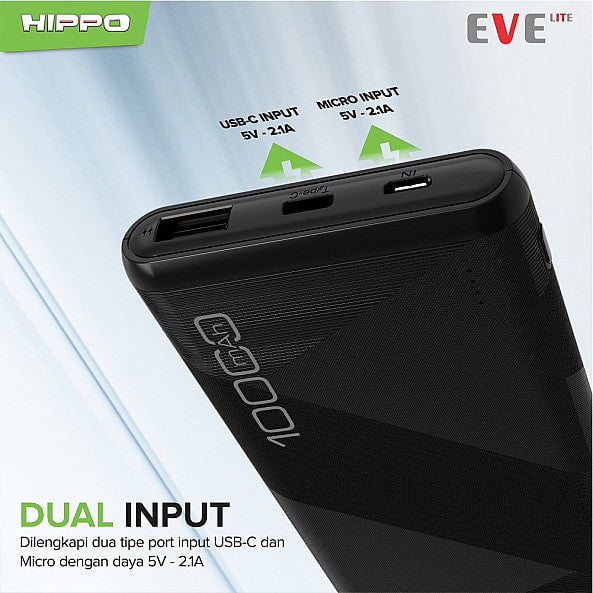 Hippo Power Bank Eve Lite 10.000mAh Smart Detect Charging | Daffina Store